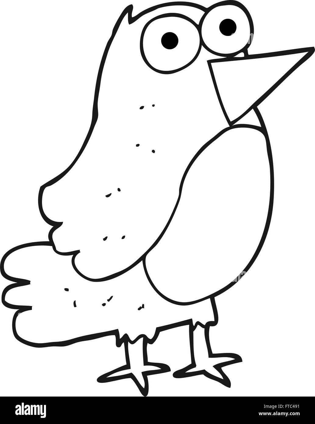 freehand drawn black and white cartoon robin Stock Vector Image & Art ...