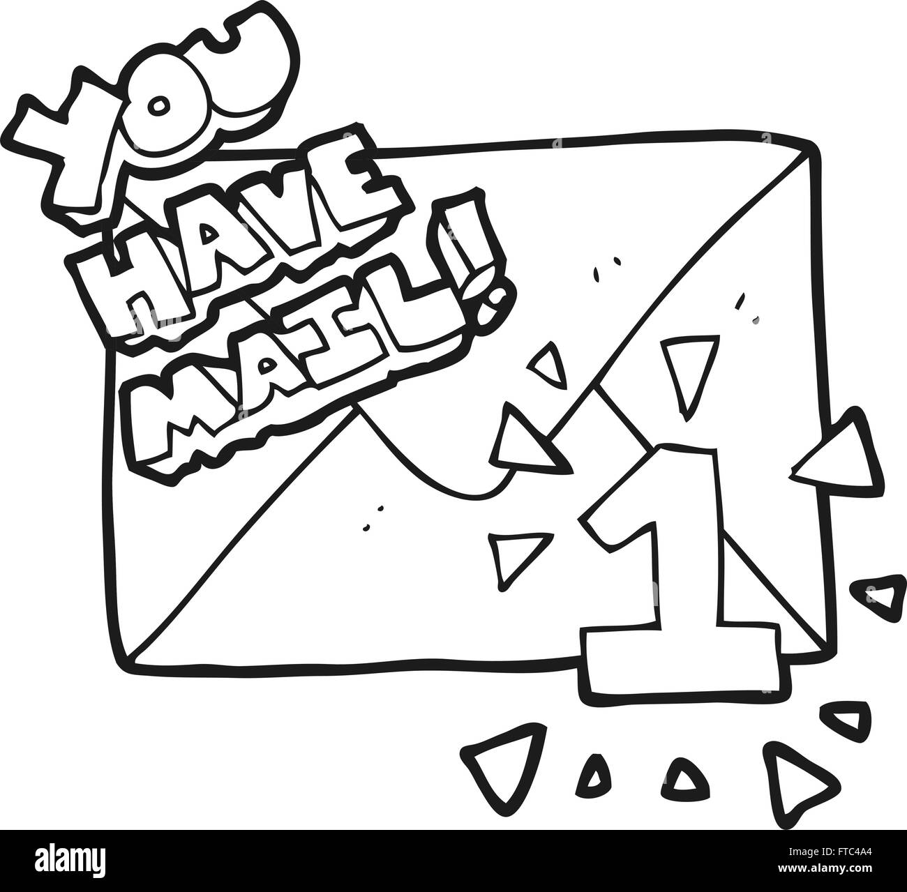 freehand drawn black and white cartoon you have mail symbol Stock ...