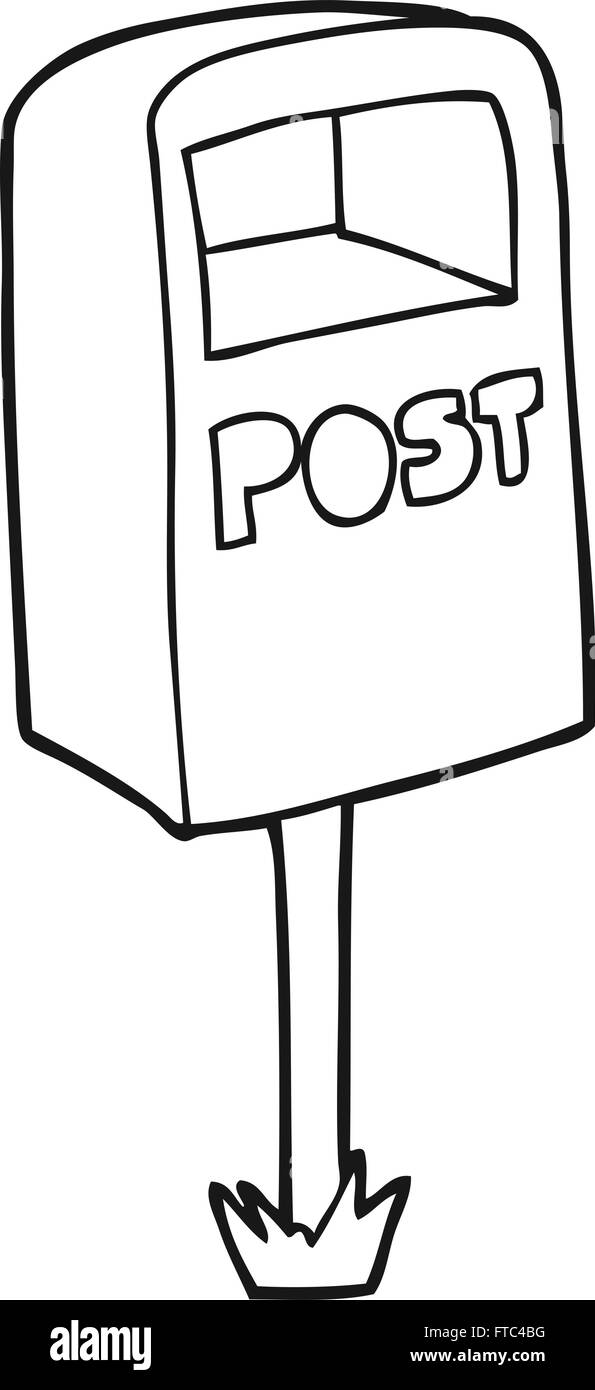 freehand drawn black and white cartoon post box Stock Vector Image ...