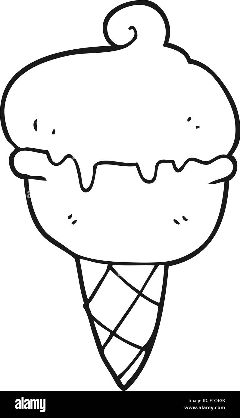 freehand drawn black and white cartoon ice cream Stock Vector Image ...