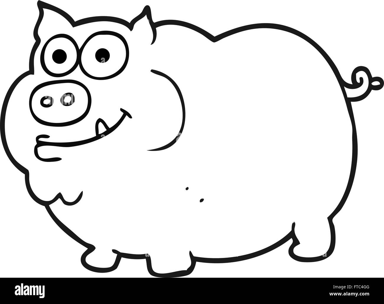 freehand drawn black and white cartoon pig Stock Vector Image & Art - Alamy