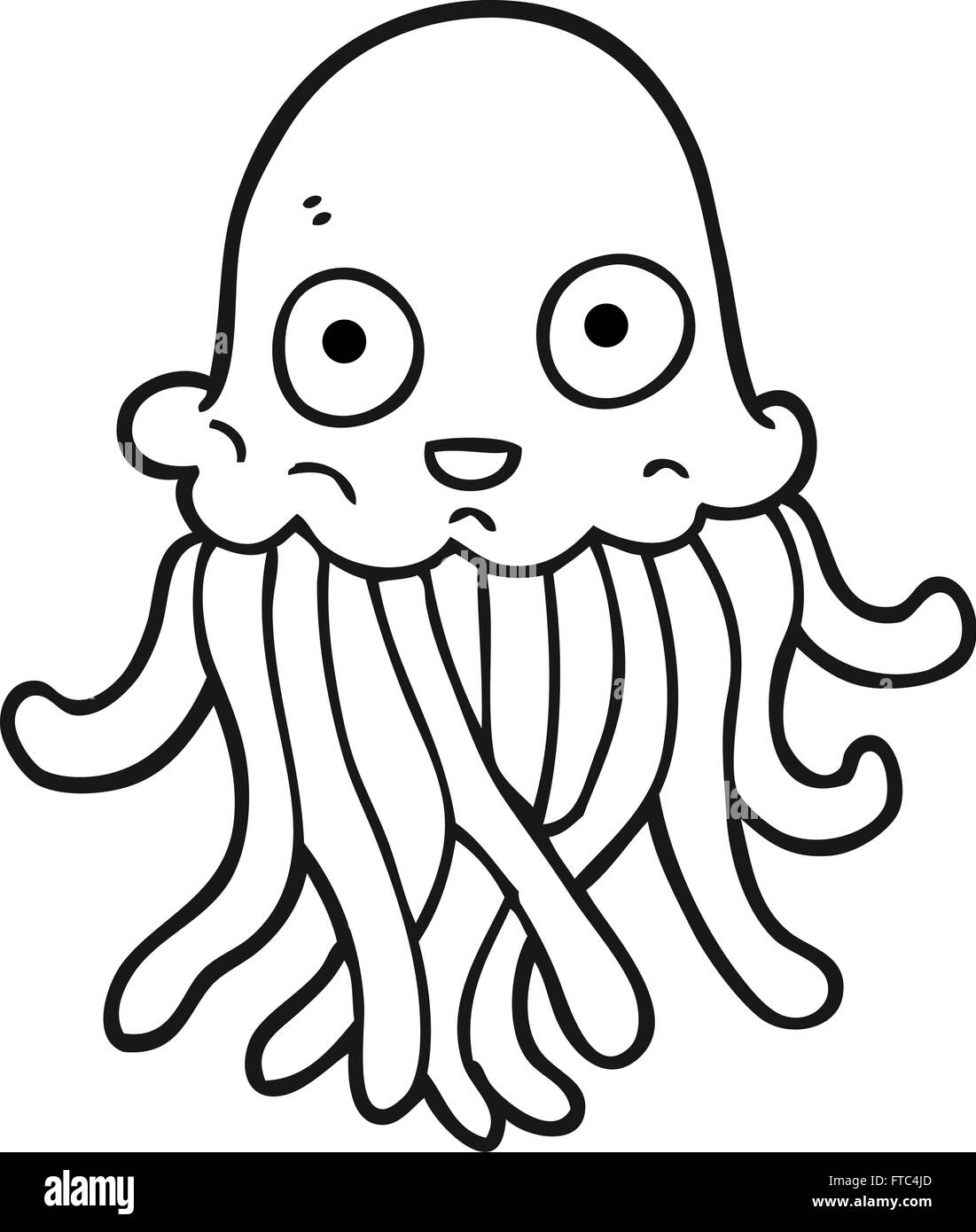 freehand drawn black and white cartoon octopus Stock Vector Image & Art ...