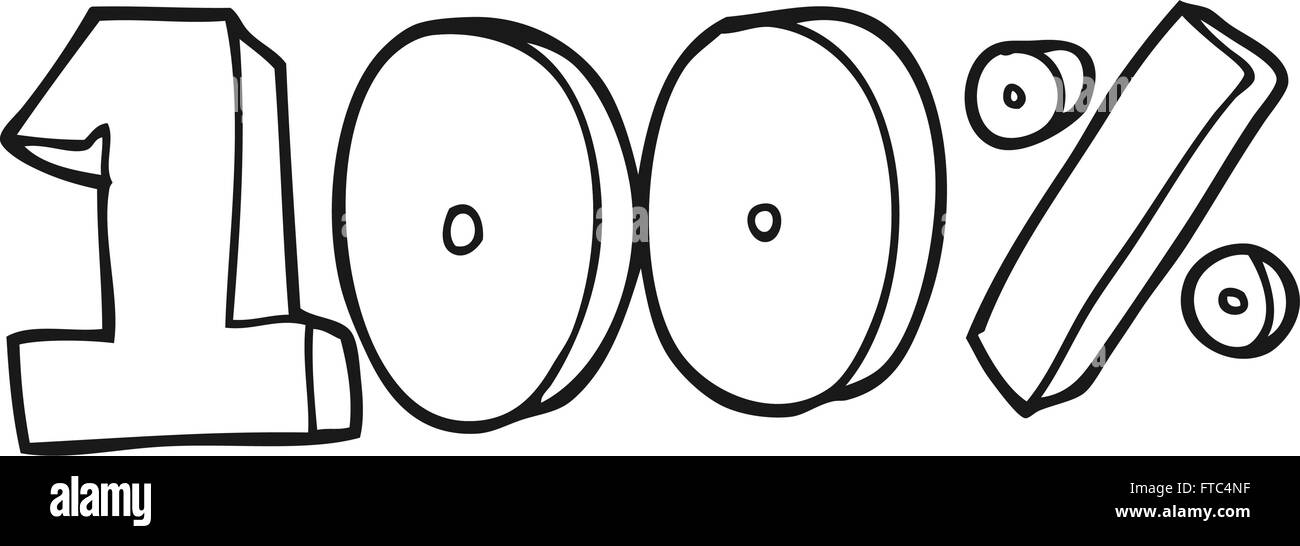 freehand drawn black and white cartoon 100 per cent symbol Stock Vector ...