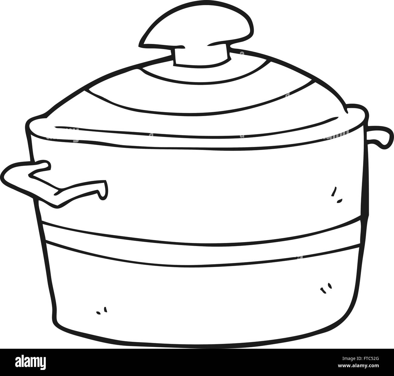 freehand drawn black and white cartoon cooking pot Stock Vector Image ...