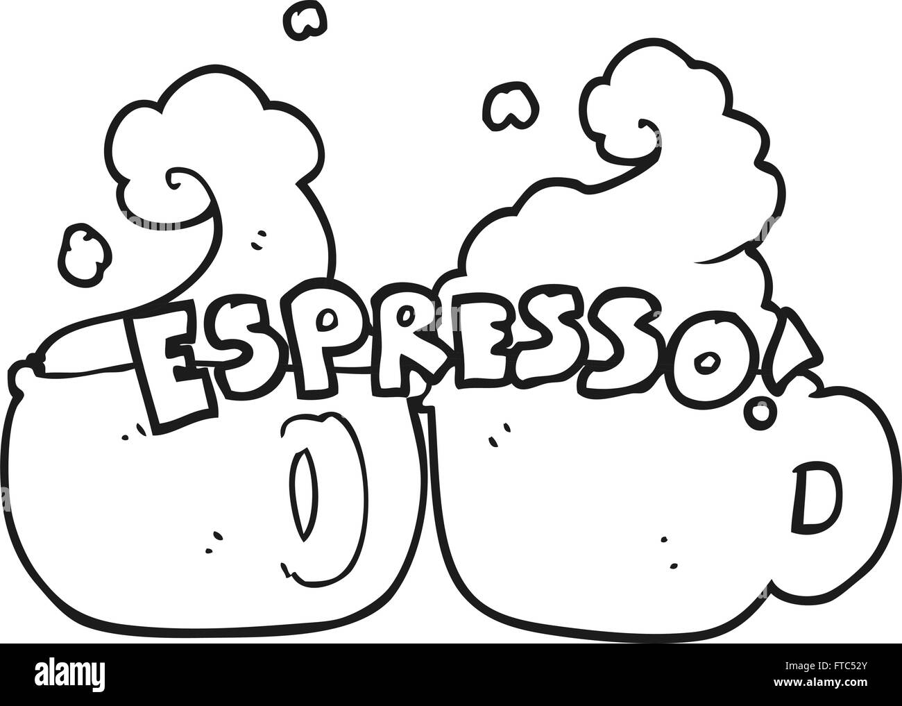 freehand drawn black and white cartoon espresso Stock Vector Image ...