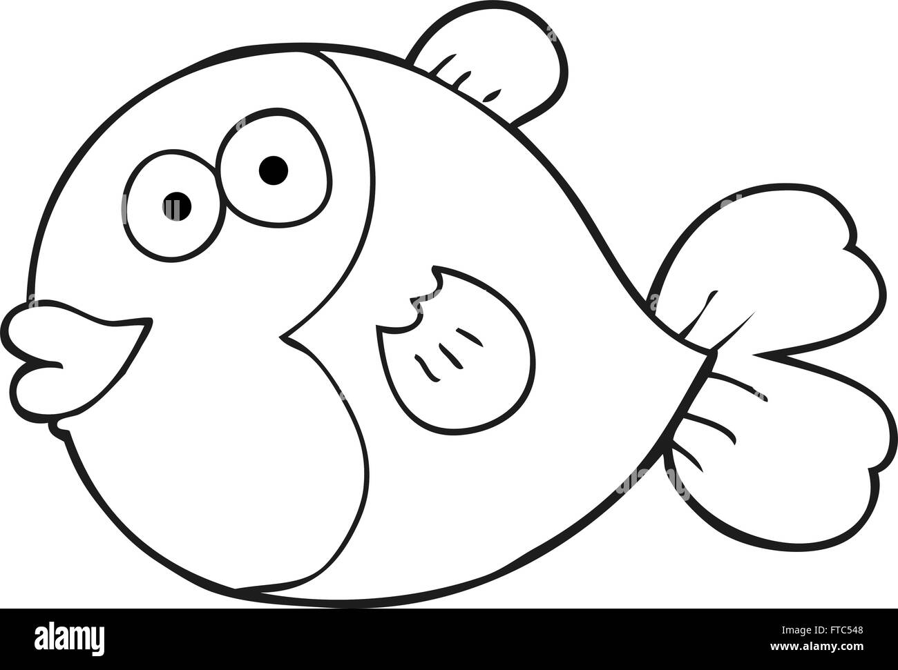 freehand drawn black and white cartoon fish Stock Vector Image & Art ...