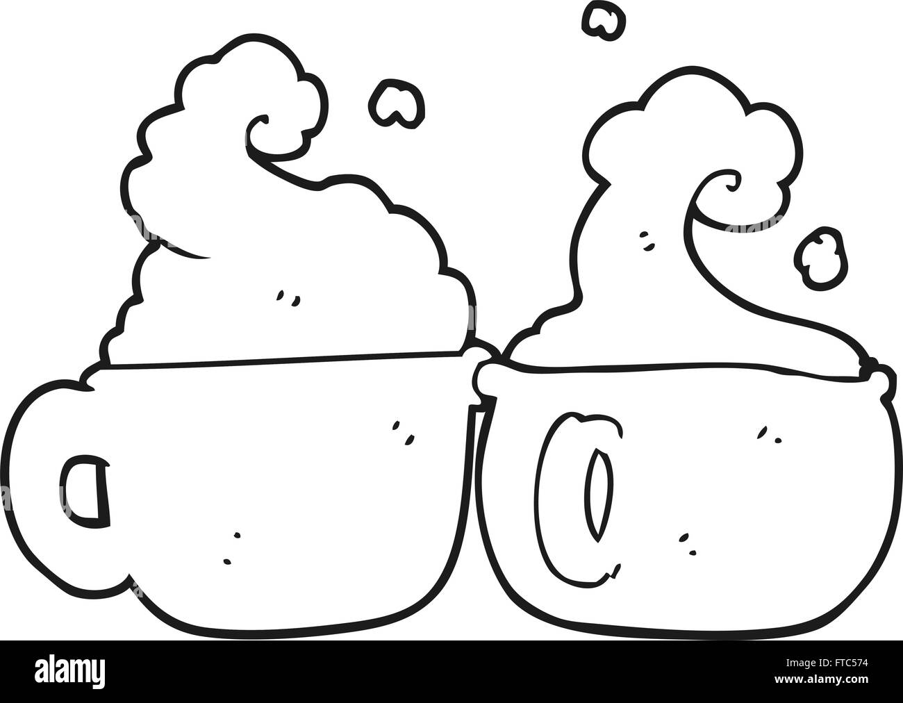 freehand drawn black and white cartoon coffee cups Stock Vector Image ...