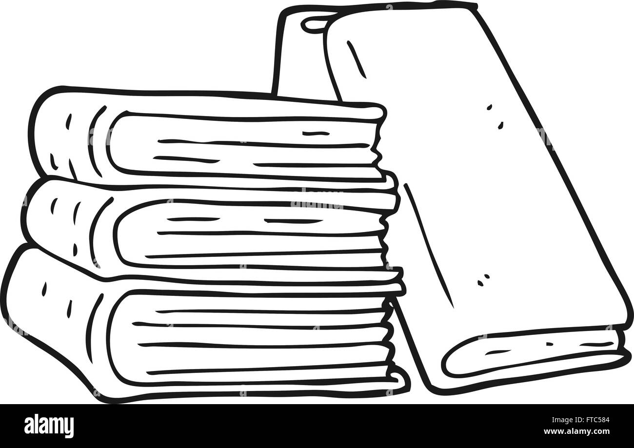 freehand drawn black and white cartoon stack of books Stock Vector ...