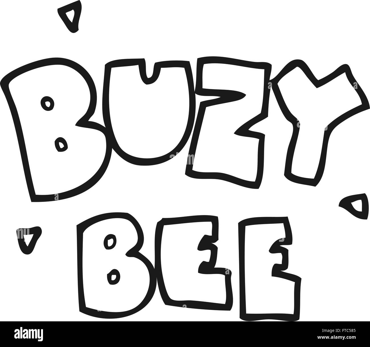 freehand drawn black and white cartoon buzy bee text symbol Stock ...