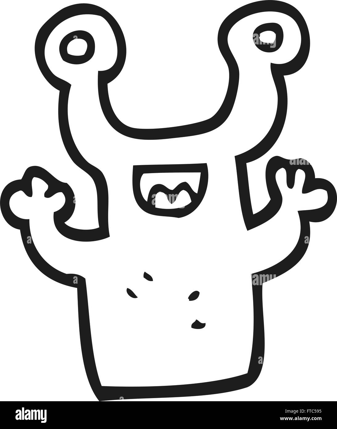 freehand drawn black and white cartoon little alien Stock Vector Image ...
