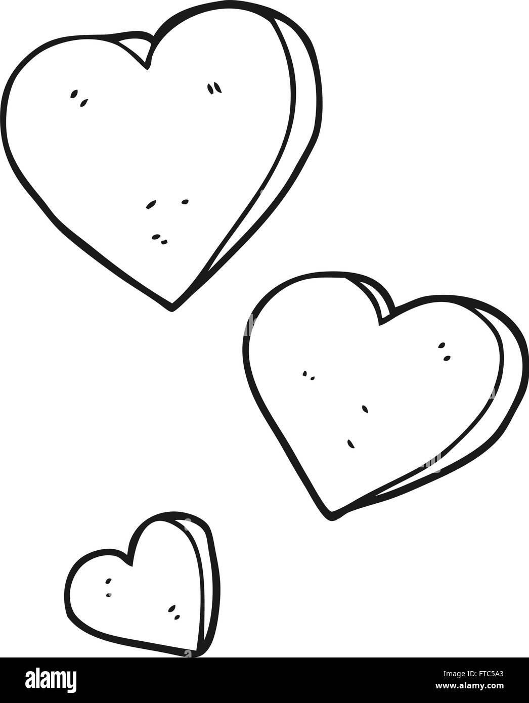 freehand drawn black and white cartoon hearts Stock Vector Image & Art ...