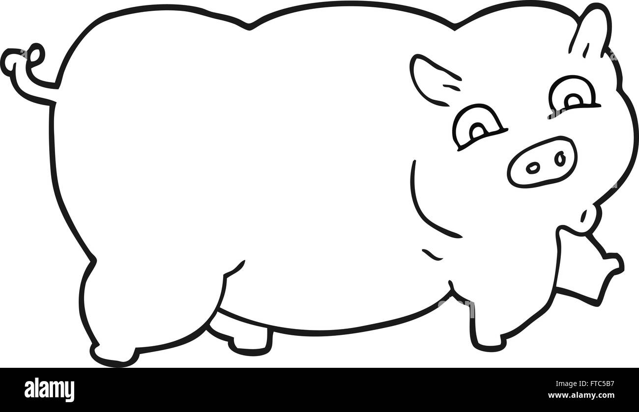 freehand drawn black and white cartoon pig Stock Vector Image & Art - Alamy