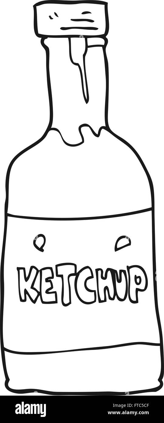 freehand drawn black and white cartoon ketchup Stock Vector Image & Art ...