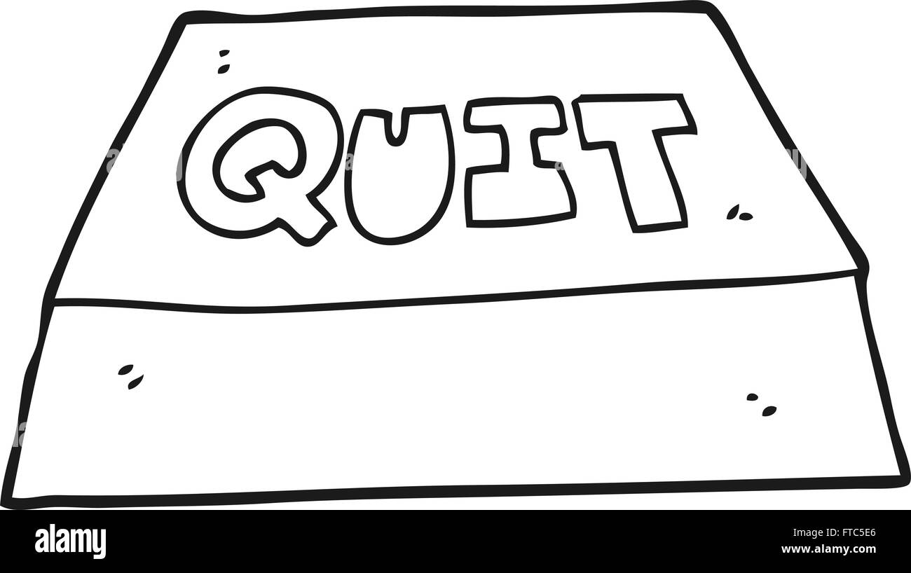 freehand drawn black and white cartoon quit button Stock Vector Image ...