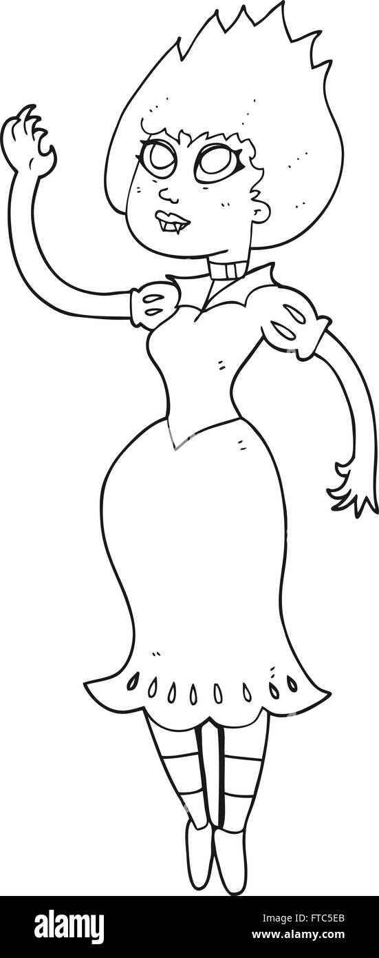 freehand drawn black and white cartoon vampire girl Stock Vector Image ...