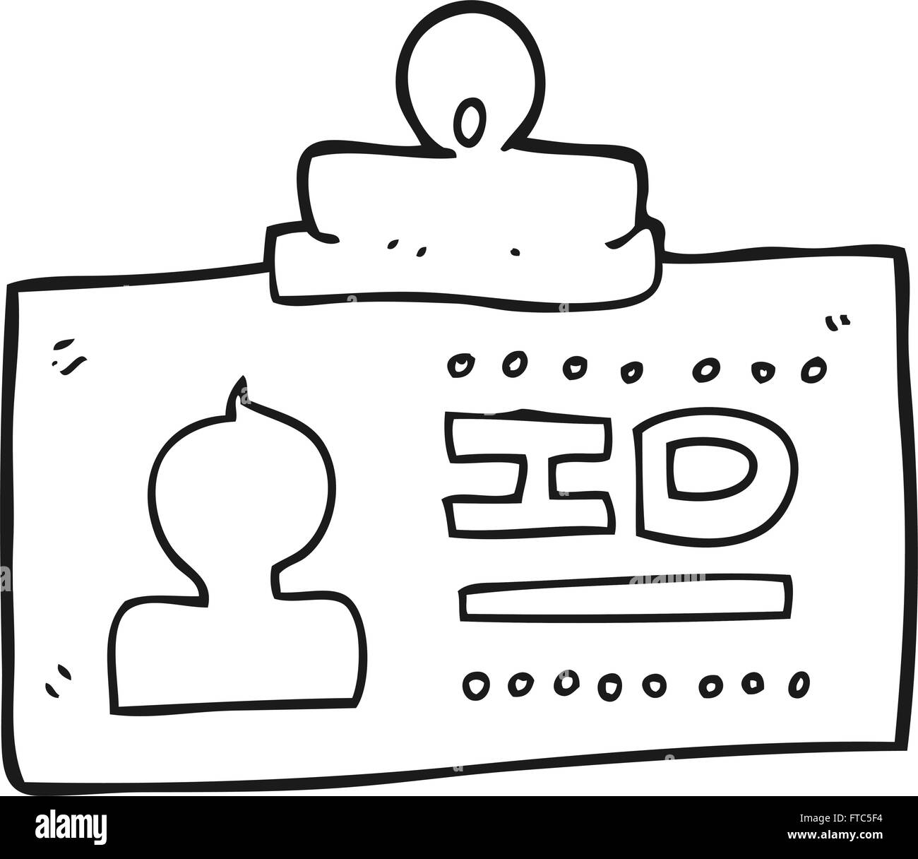 freehand drawn black and white cartoon ID badge Stock Vector Image ...