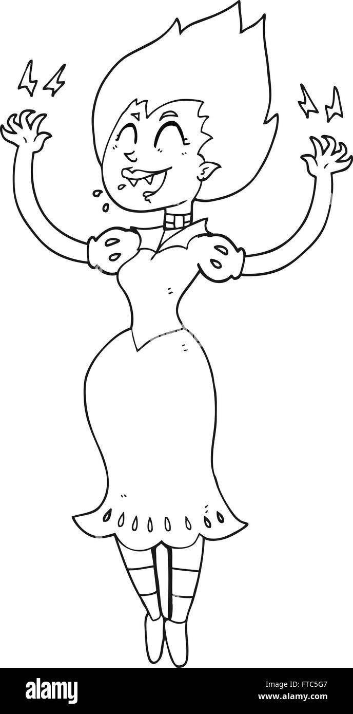 freehand drawn black and white cartoon vampire girl Stock Vector Image ...