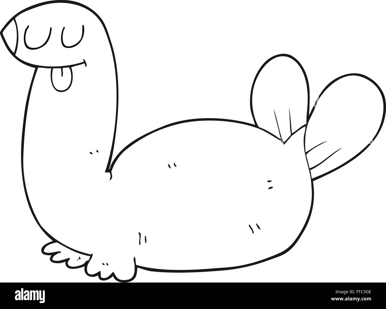 freehand drawn black and white cartoon seal Stock Vector Image & Art ...