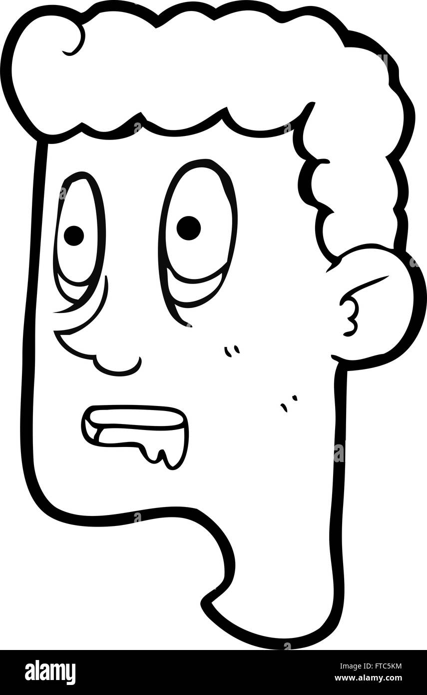 freehand drawn black and white cartoon staring man drooling Stock ...