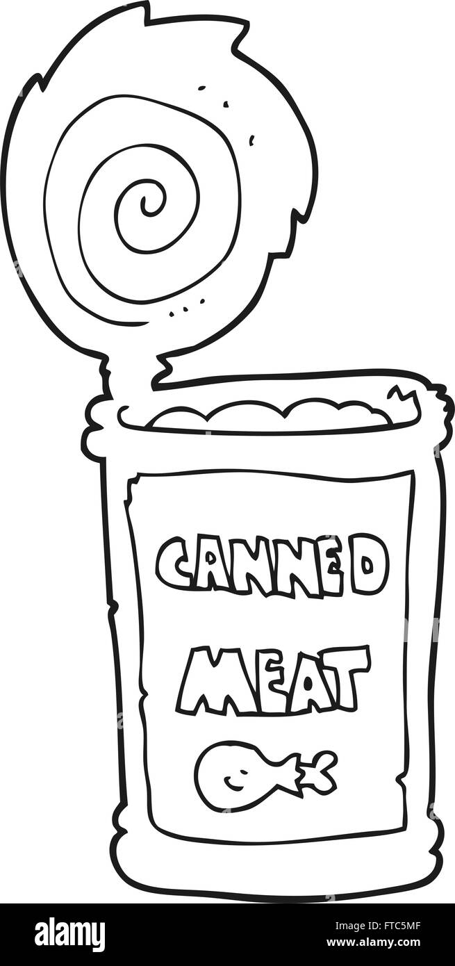 freehand drawn black and white cartoon canned meat Stock Vector Image ...