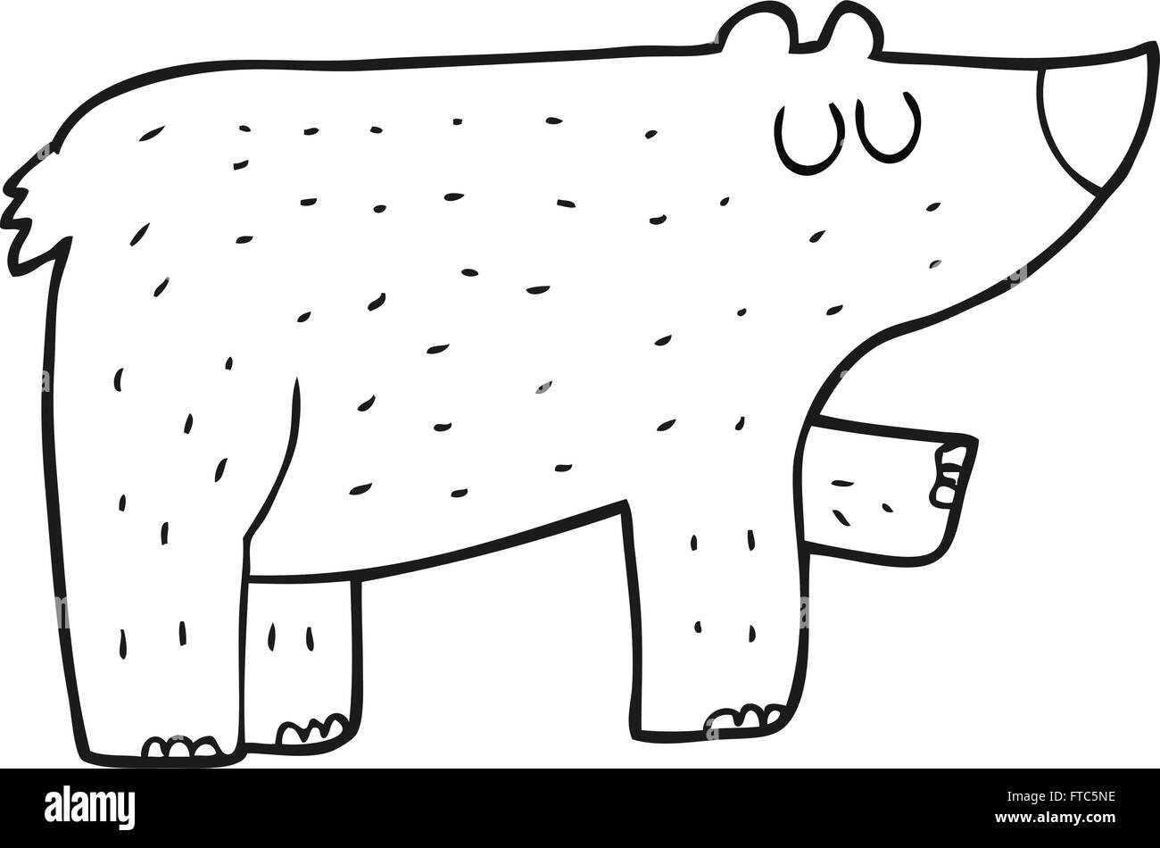 freehand drawn black and white cartoon bear Stock Vector Image & Art ...