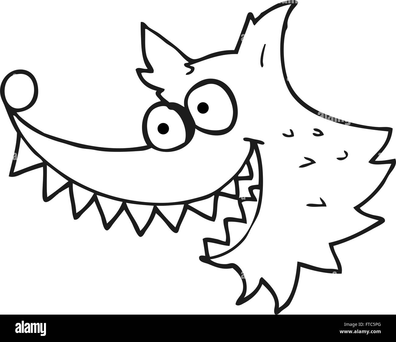 freehand drawn black and white cartoon crazy wolf Stock Vector Image ...