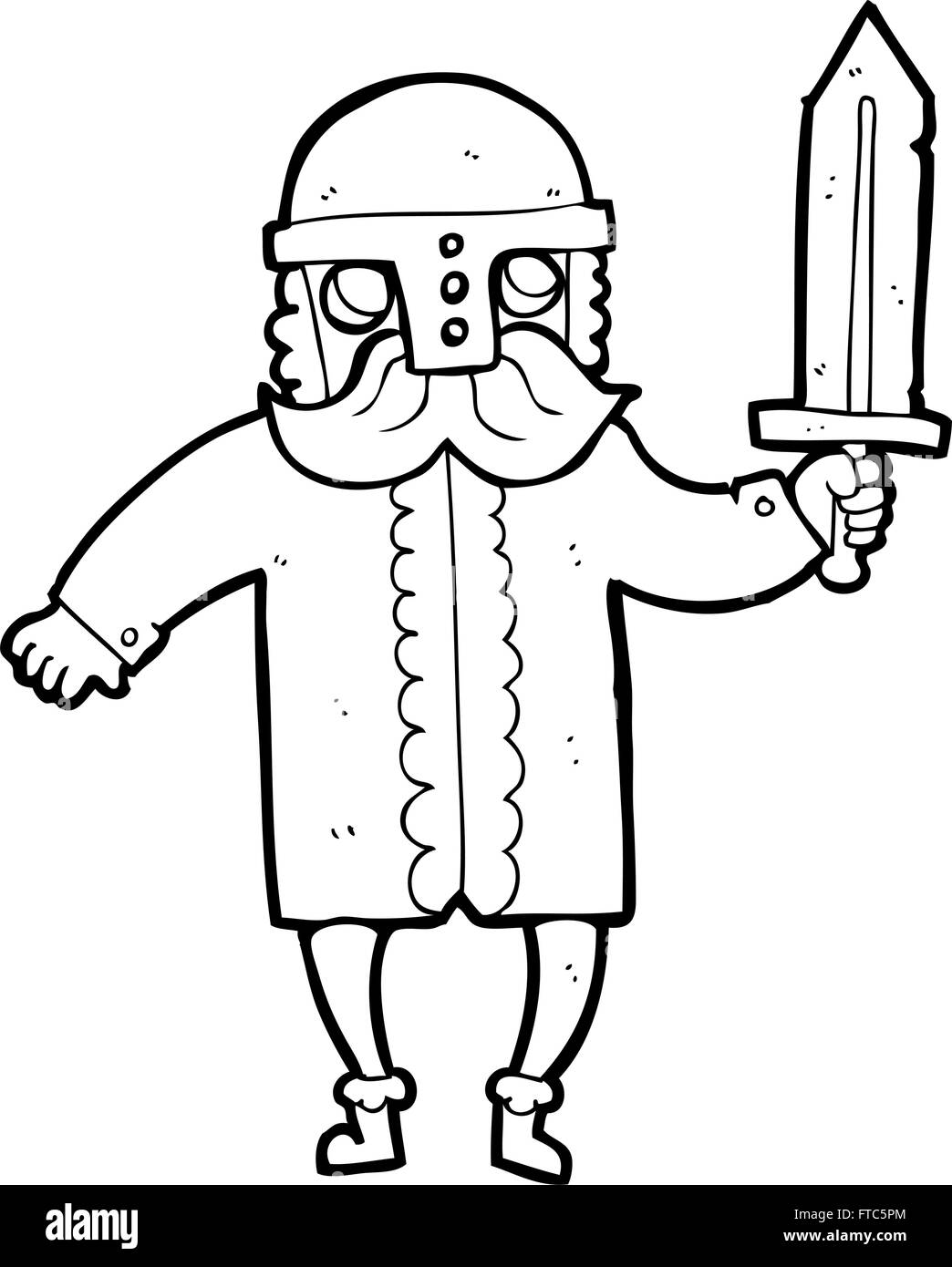 freehand drawn black and white cartoon saxon warrior Stock Vector Image ...