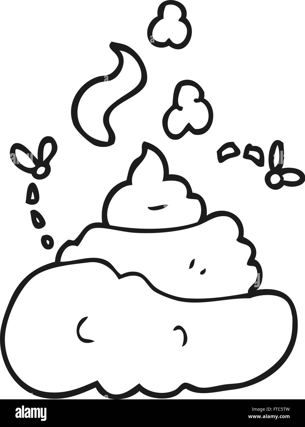 freehand drawn black and white cartoon gross poop Stock Vector Image ...