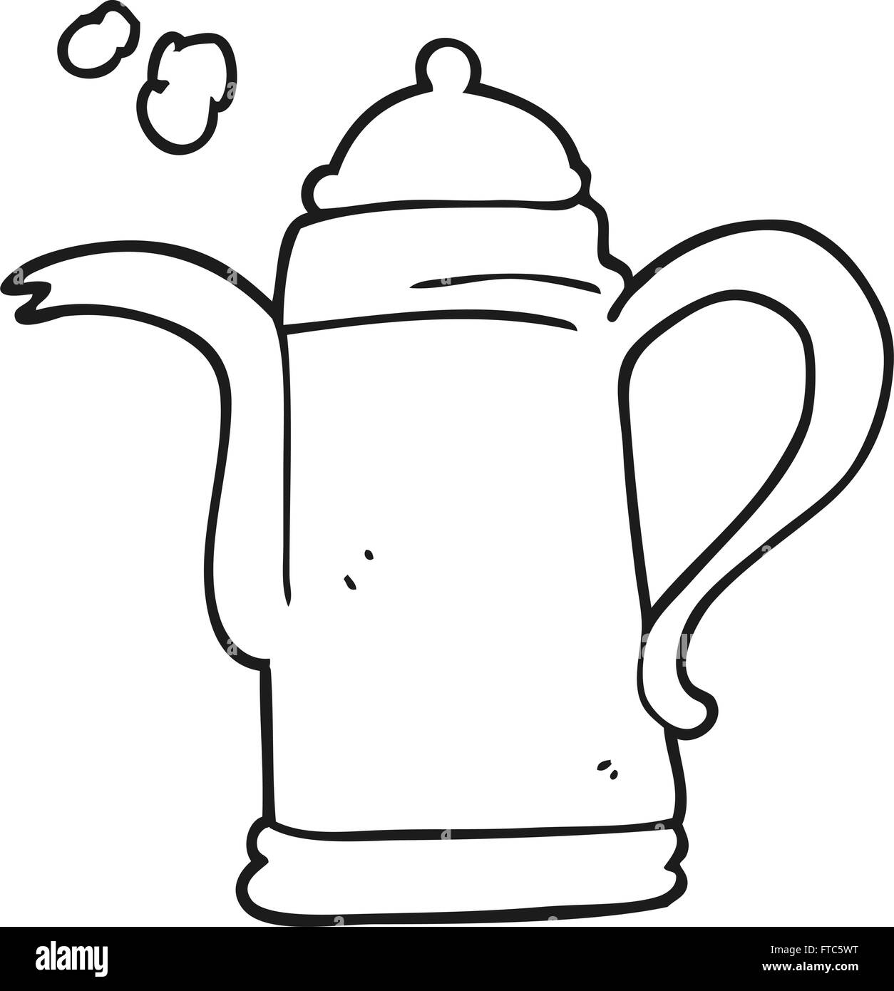 freehand drawn black and white cartoon coffee kettle Stock Vector Image ...