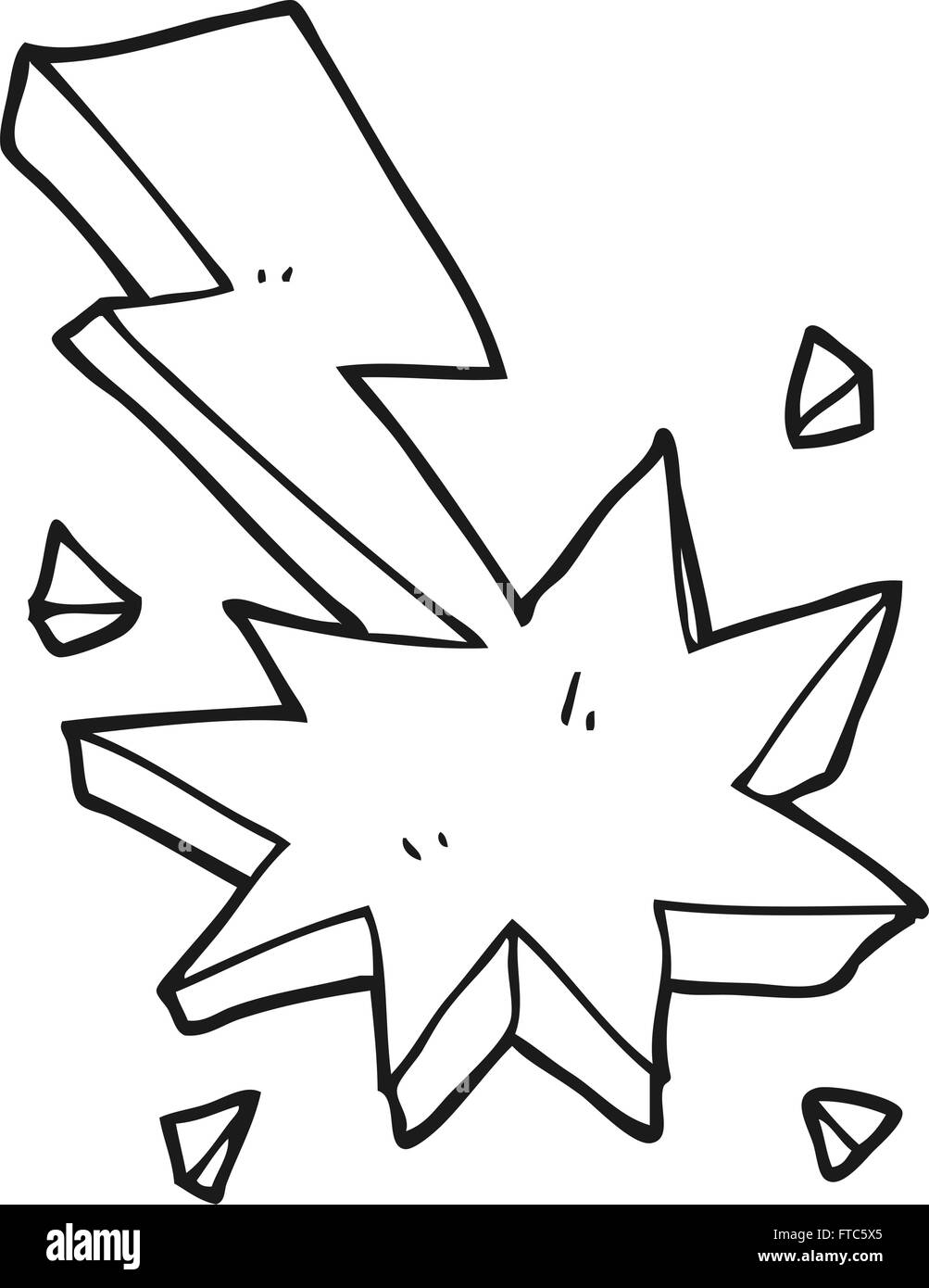 freehand drawn black and white cartoon lighting strike symbol Stock ...