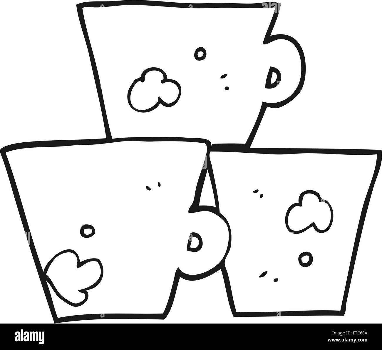freehand drawn black and white cartoon stack of coffee cups Stock ...