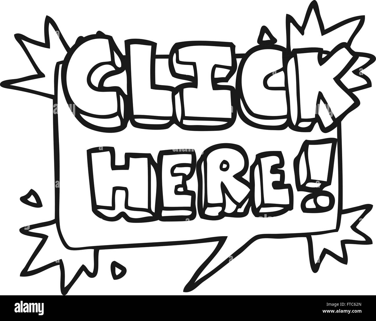 freehand drawn black and white cartoon click here sign Stock Vector ...