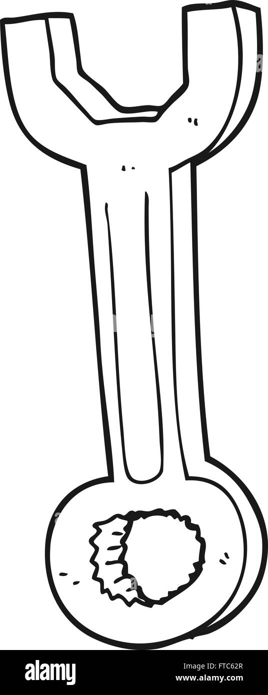 freehand drawn black and white cartoon spanner Stock Vector Image & Art ...