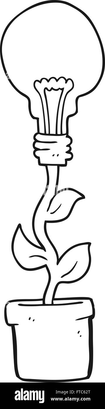 freehand drawn black and white cartoon light bulb plant Stock Vector ...