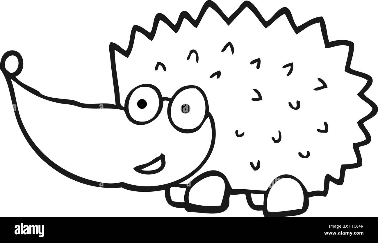 freehand drawn black and white cartoon hedgehog Stock Vector Image ...