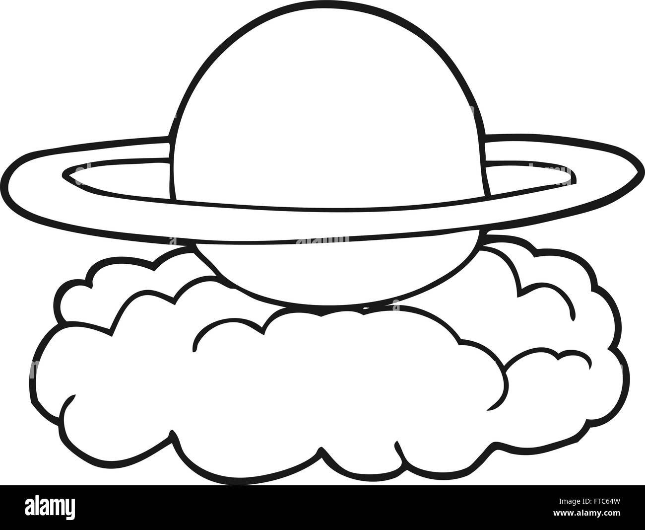 freehand drawn black and white cartoon alien planet Stock Vector Image ...