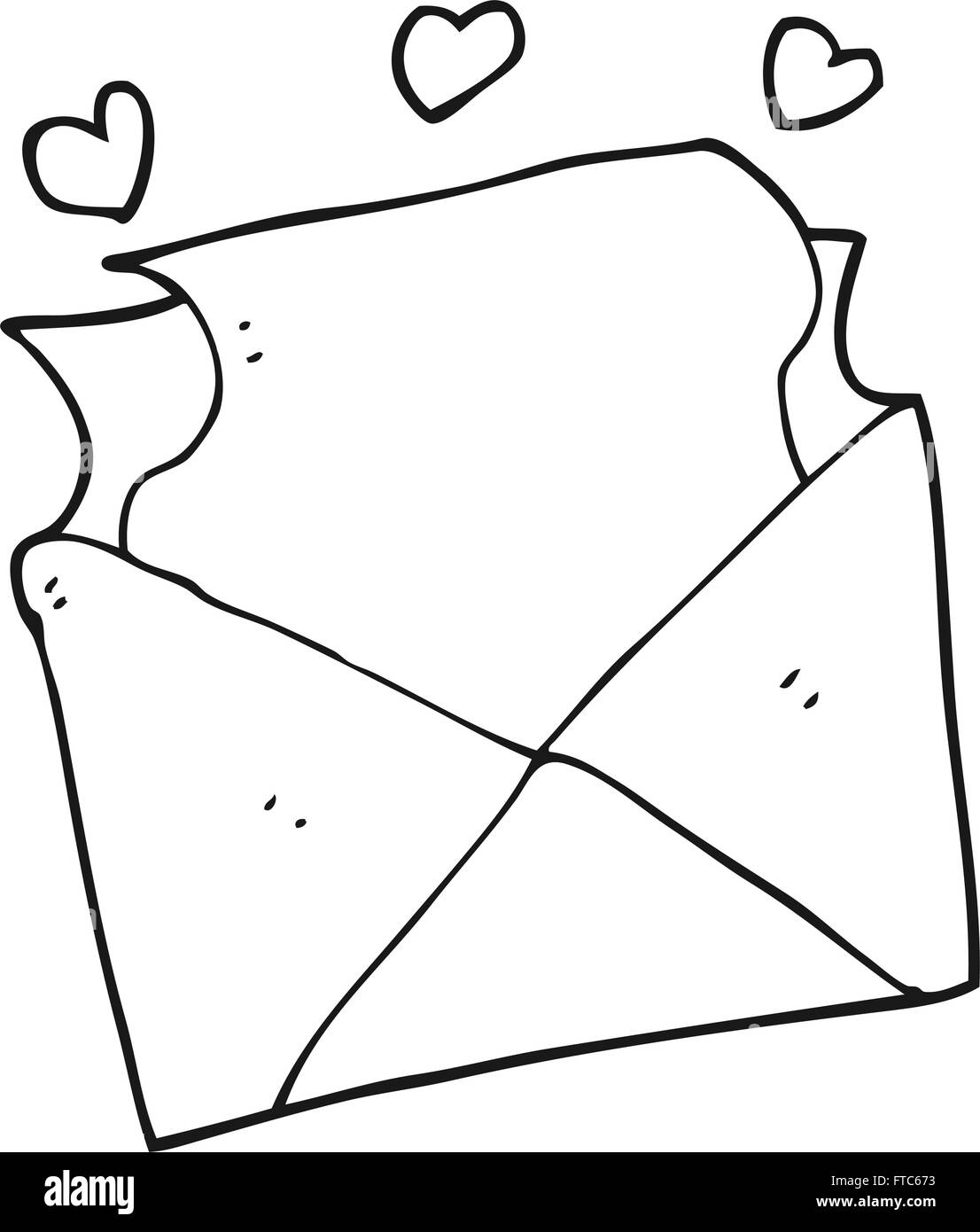 freehand drawn black and white cartoon love letter Stock Vector Image ...