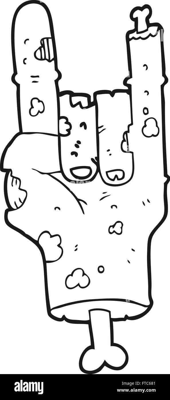 freehand drawn black and white cartoon zombie hand Stock Vector Image ...
