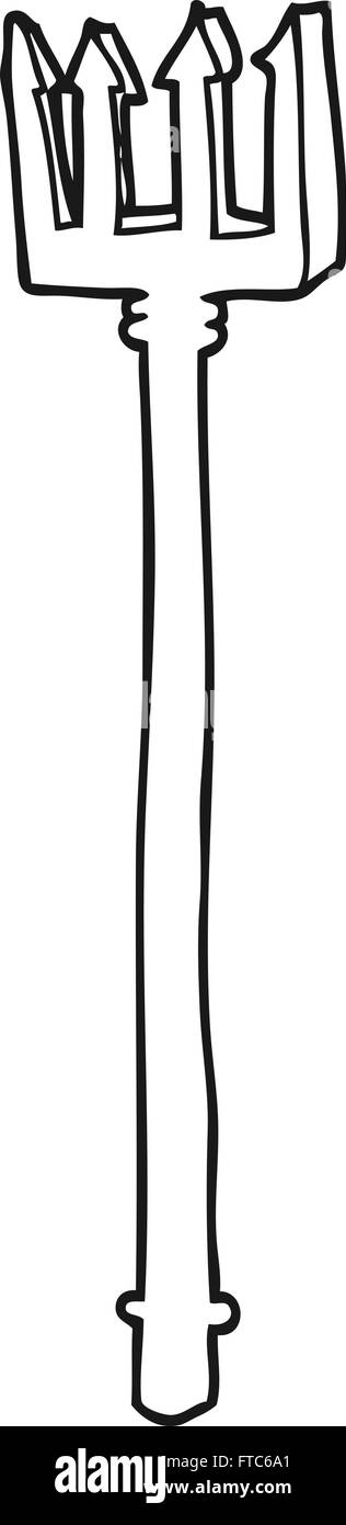 freehand drawn black and white cartoon devil fork Stock Vector Image ...