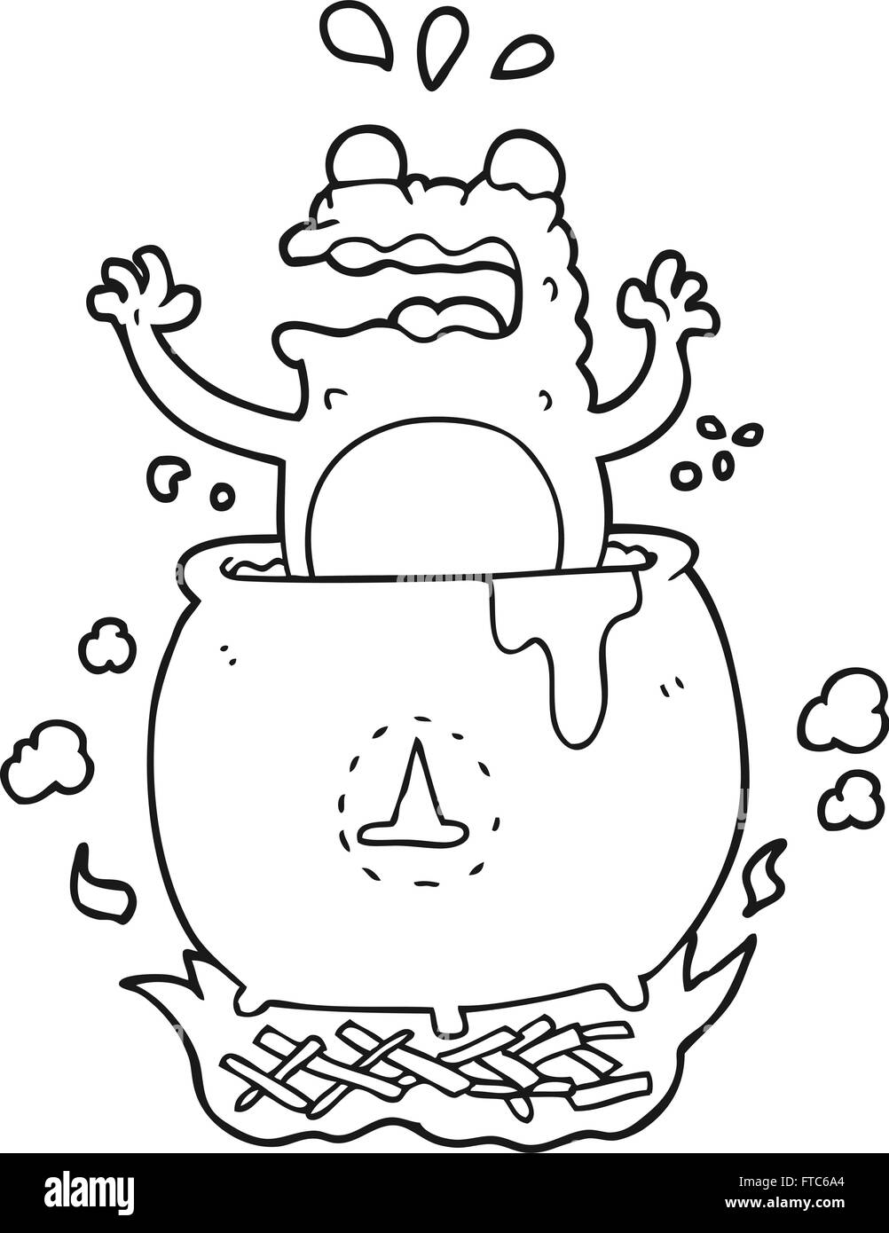 freehand drawn black and white cartoon funny halloween toad Stock ...