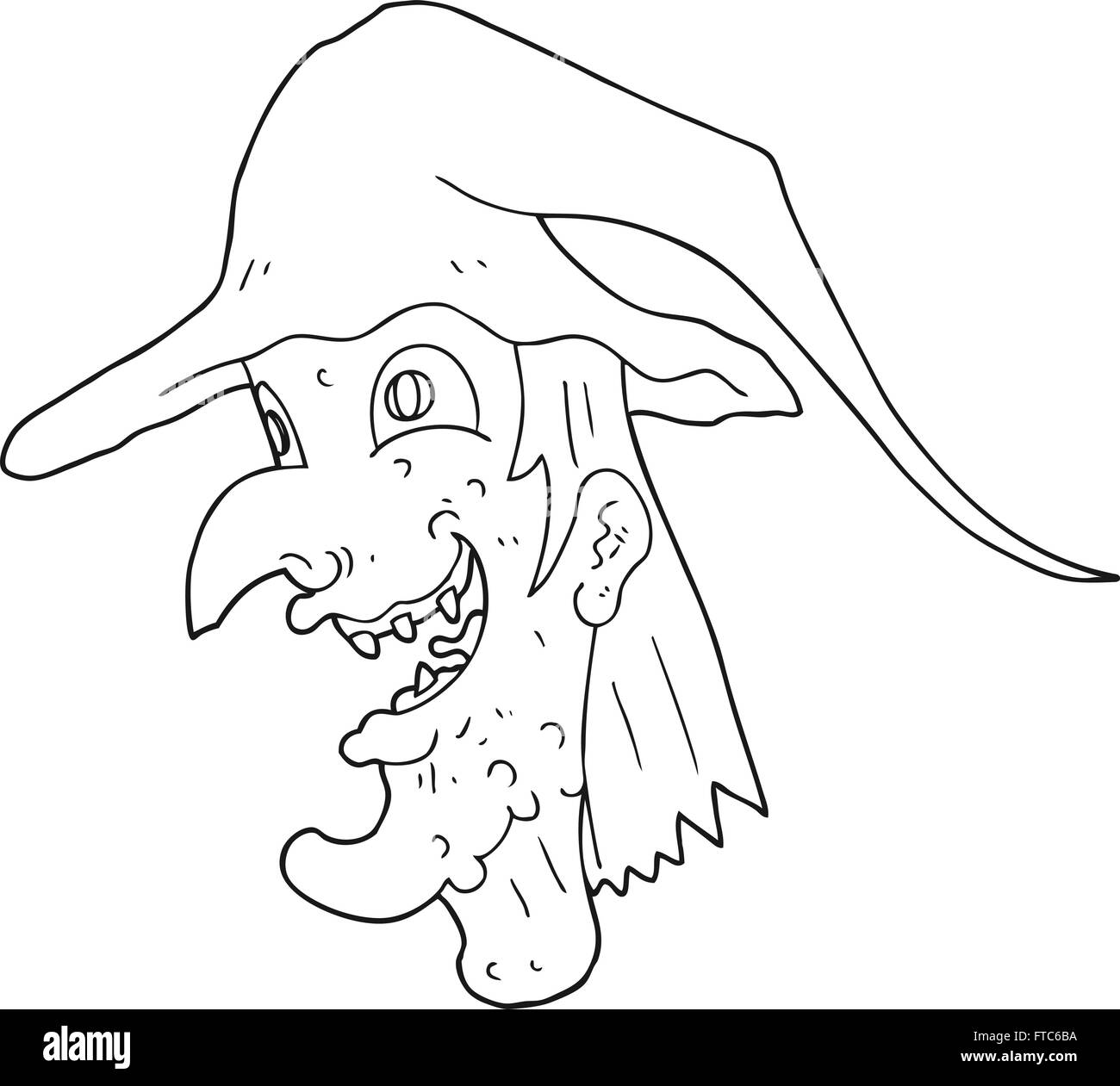 freehand drawn black and white cartoon cackling witch Stock Vector ...