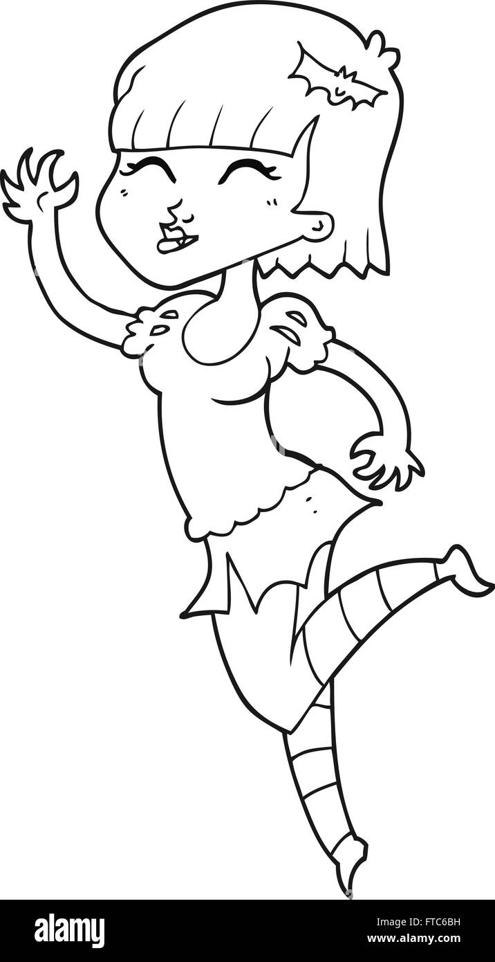 freehand drawn black and white cartoon vampire girl Stock Vector Image ...