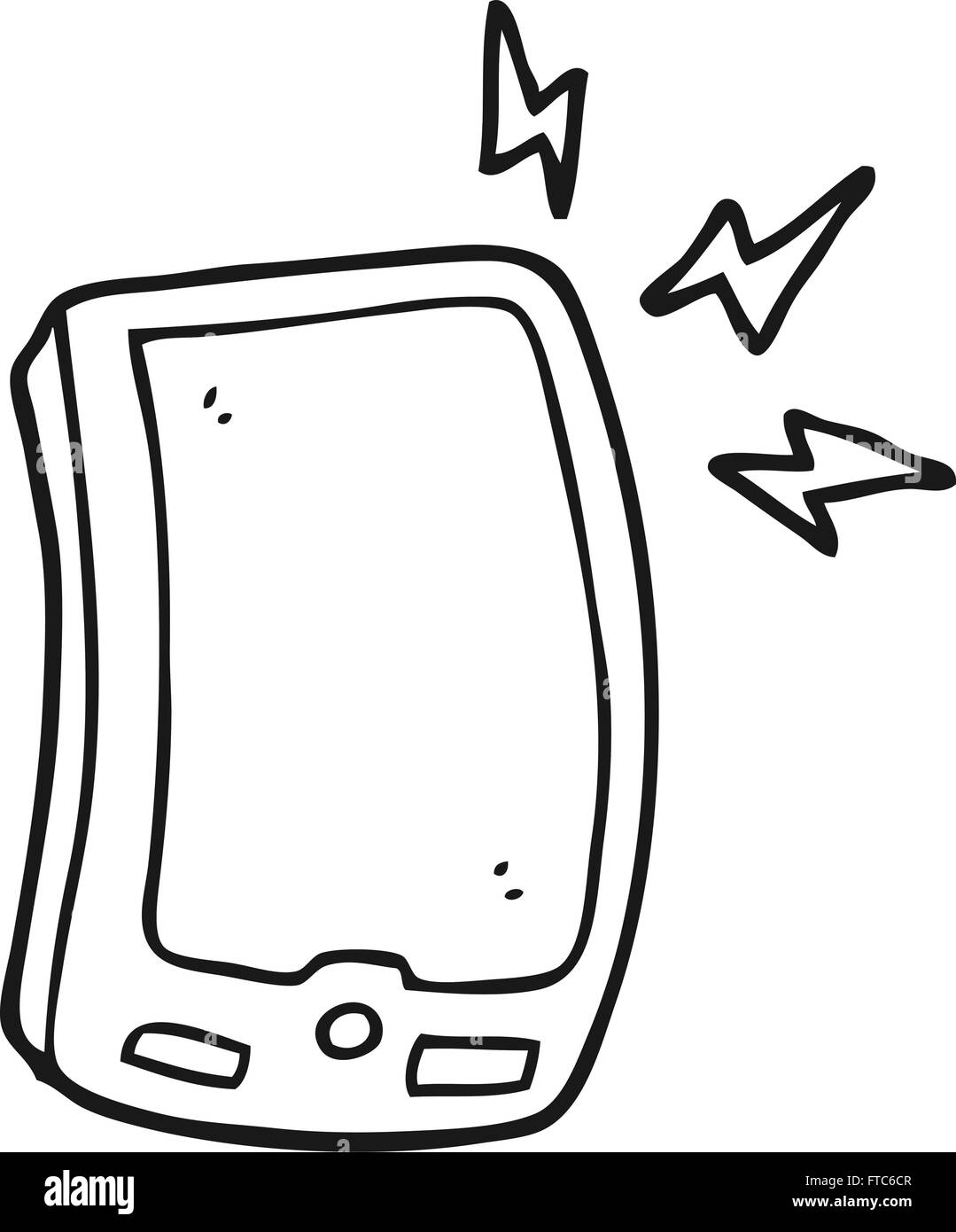 freehand drawn black and white cartoon mobile phone Stock Vector Image ...