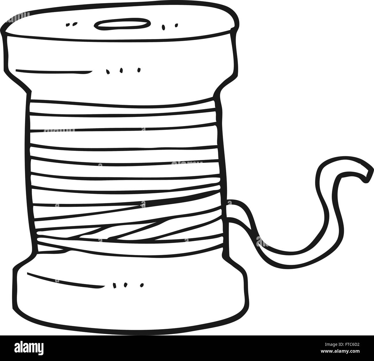 freehand drawn black and white cartoon thread Stock Vector Image & Art ...