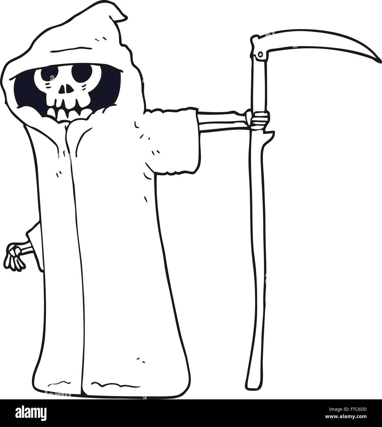 freehand drawn black and white cartoon death Stock Vector Image & Art ...