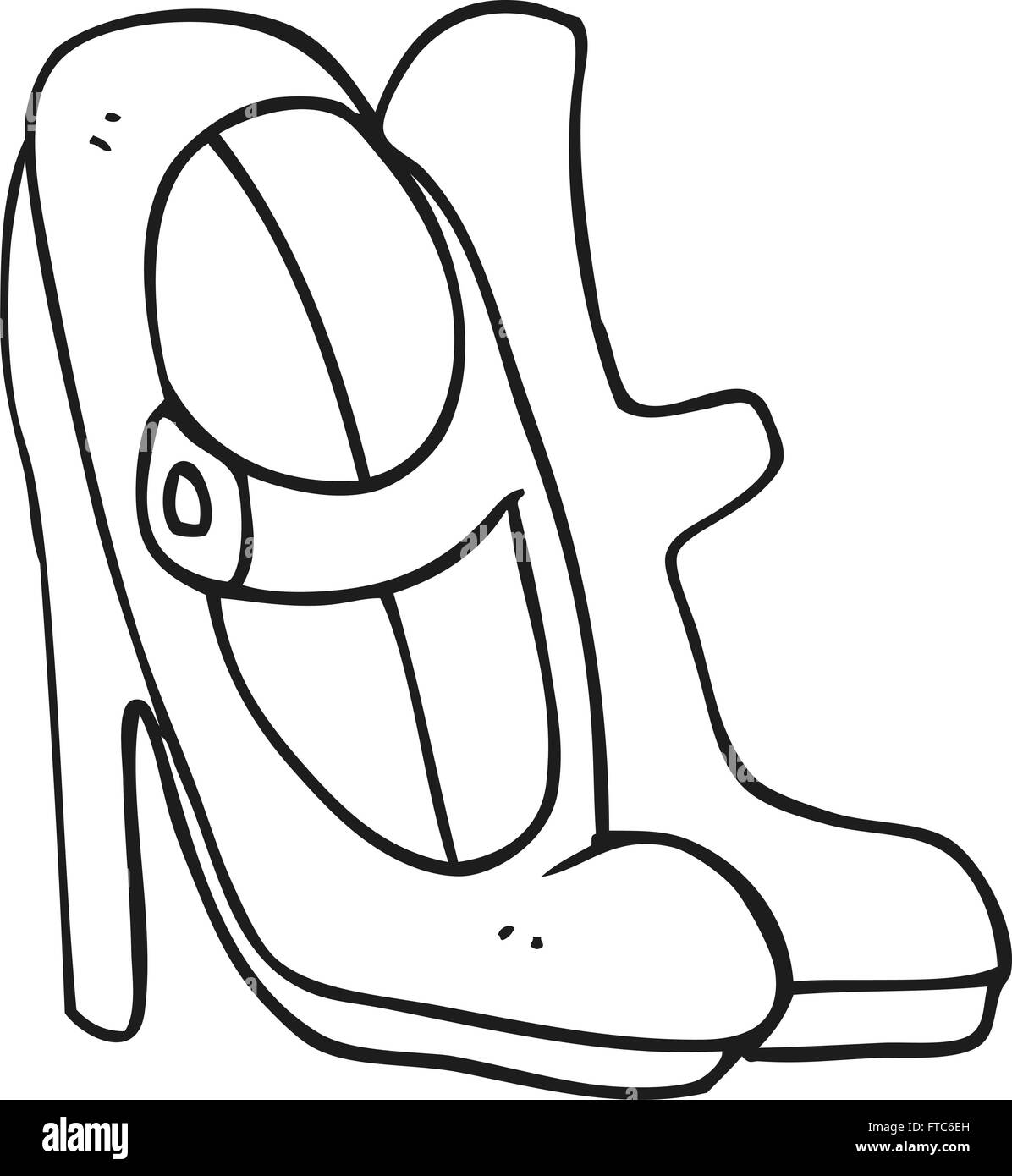 freehand drawn black and white cartoon high heeled shoes Stock Vector ...