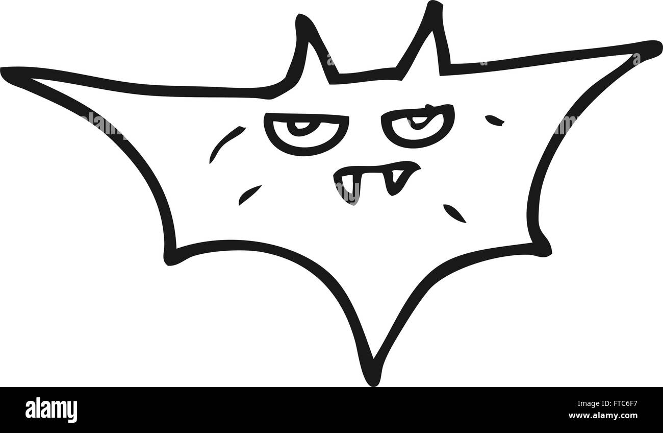 freehand drawn black and white cartoon halloween bat Stock Vector Image ...