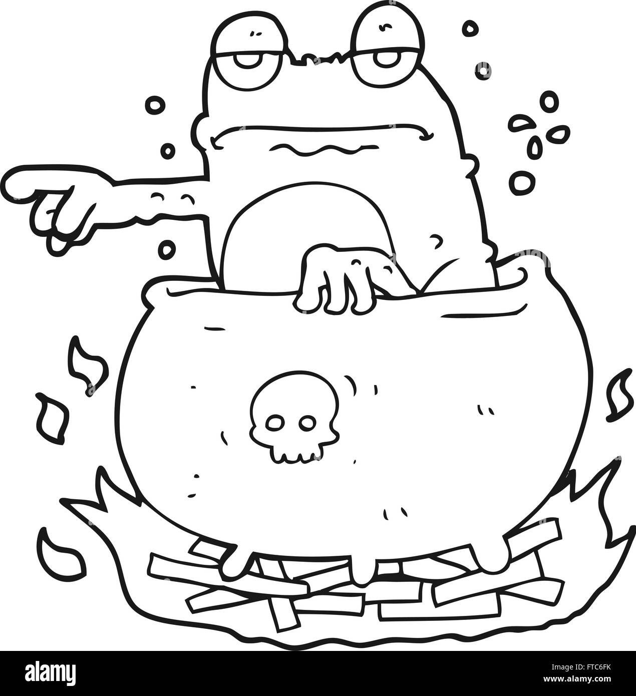 freehand drawn black and white cartoon halloween toad Stock Vector ...