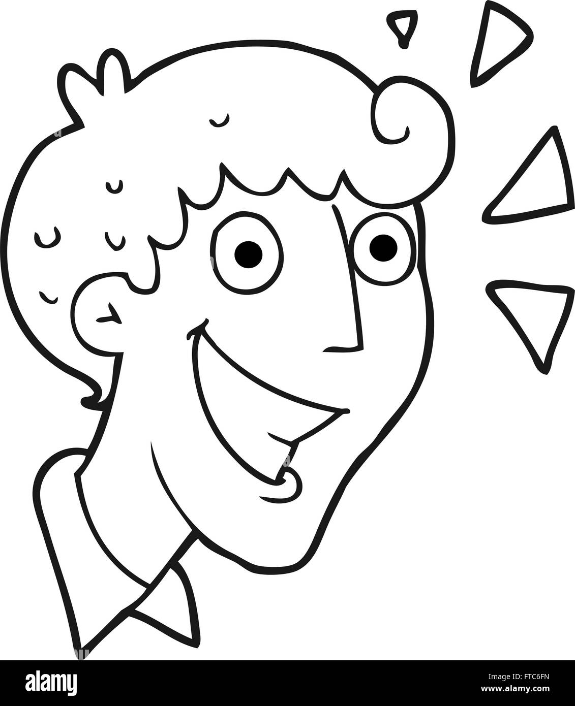 freehand drawn black and white cartoon excited man Stock Vector Image ...