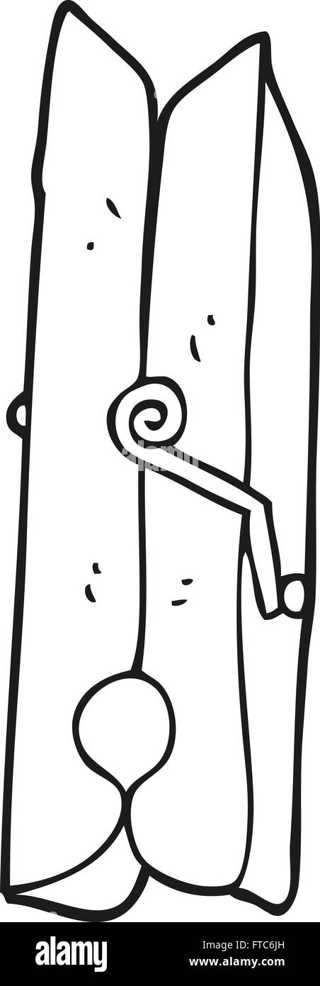 freehand drawn black and white cartoon wooden peg Stock Vector Image ...